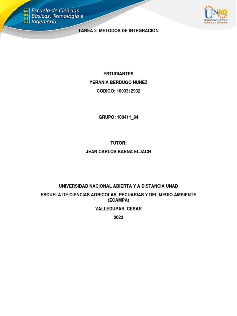 Tarea 2. Metodos de Integracion | PDF