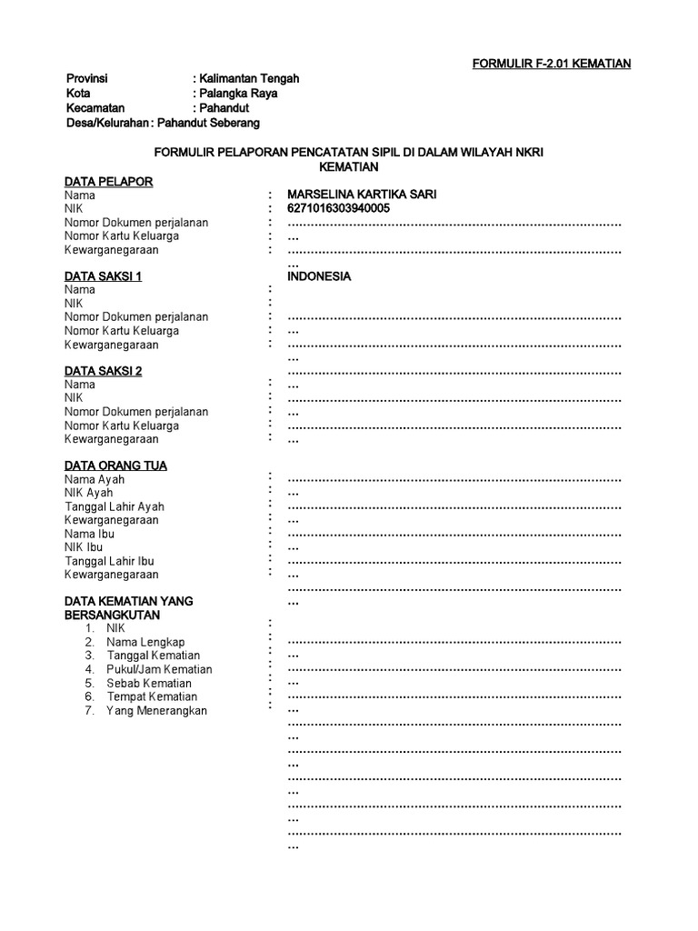 85syarat Akta Kematian Dan Formulir Akta Kematian Pdf