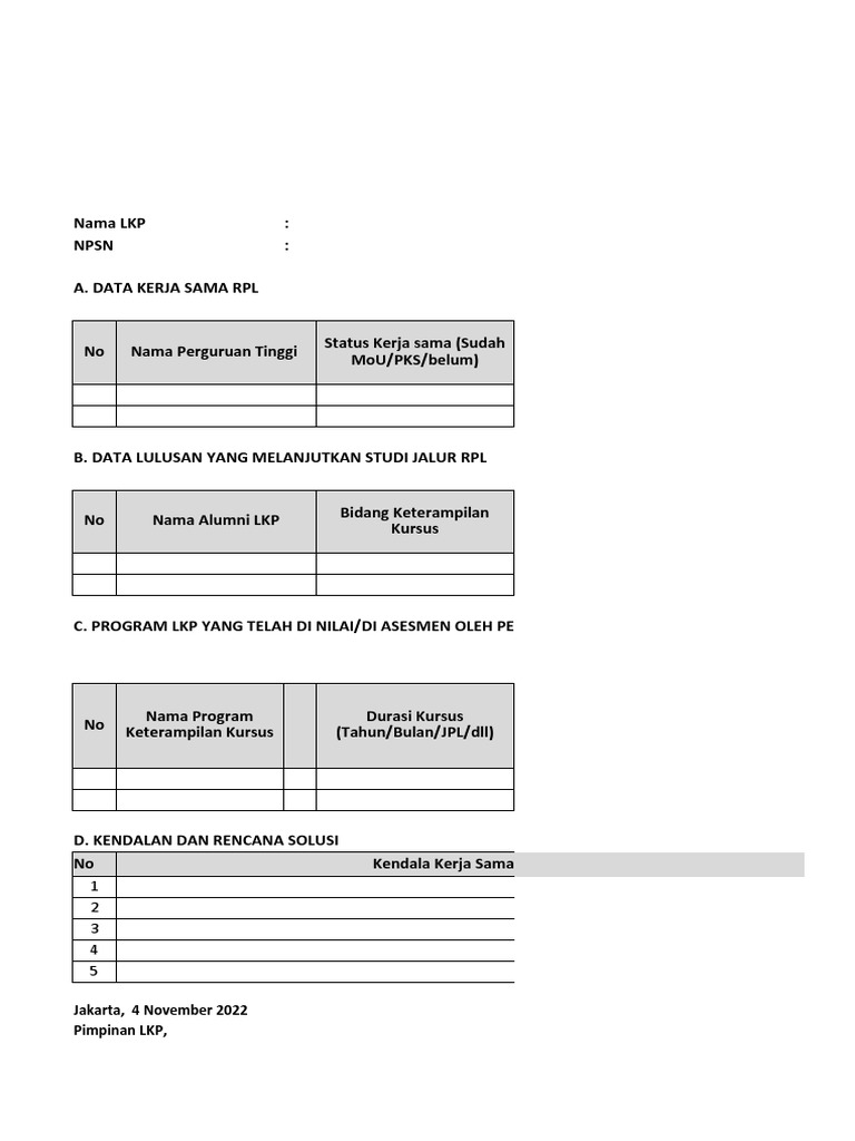 Laporan Progres Kerja Sama RPL | PDF