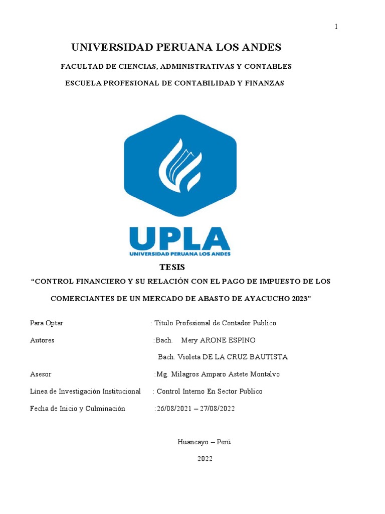 Informe Tesis de La Upla | PDF | Presupuesto | Contabilidad