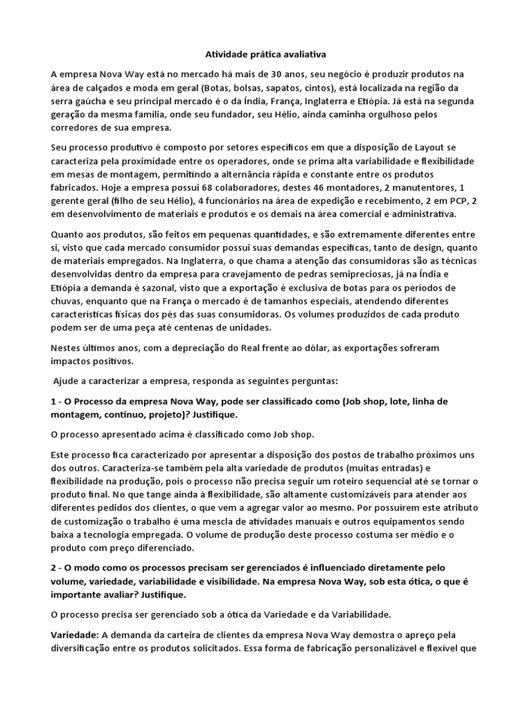 Processo Produtivo da Nova Way | PDF | Mercado (economia) | Economias