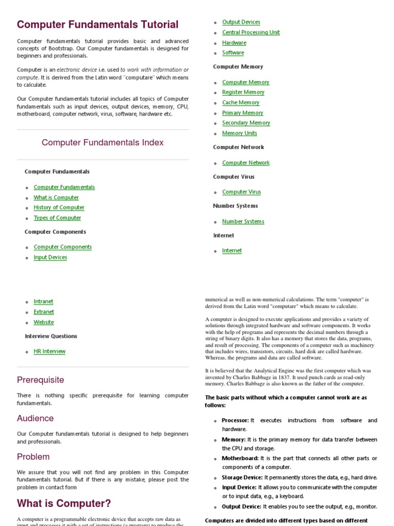 Computer Fundamentals | PDF | Central Processing Unit | Input/Output Computer Fundamentals | PDF | Central Processing Unit | Input/Output