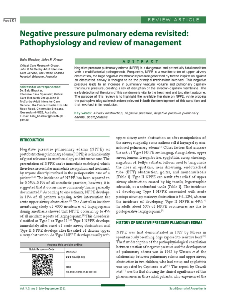 Negative Pressure Pulmonary Edema NPPE 2011 | PDF | Self-Improvement | Wellness