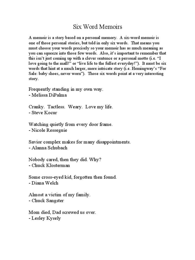 6 Word Stories | PDF