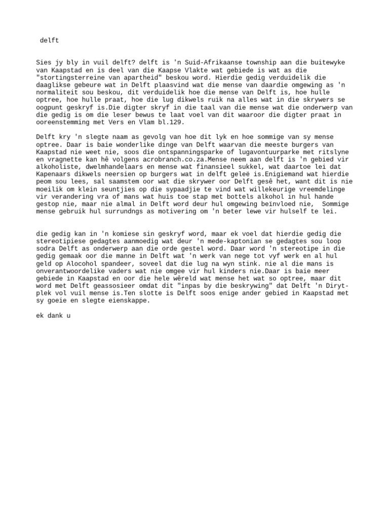 Afr Speech On Delft | PDF