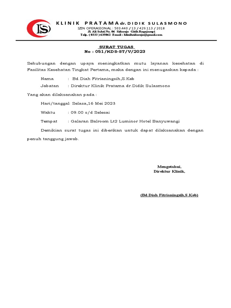 Surat Tugas Bpjs | PDF