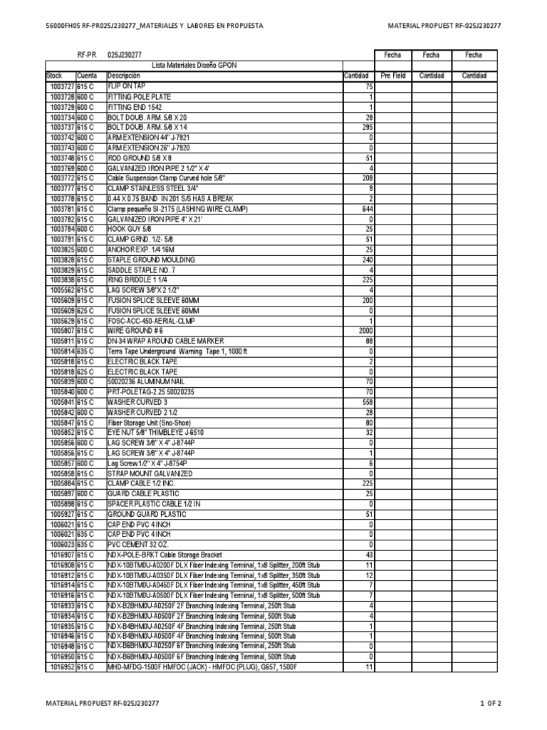 56000FH05 RF-PR025J230277_MATERIALES EN PROPUESTA | PDF | Screw | Materials