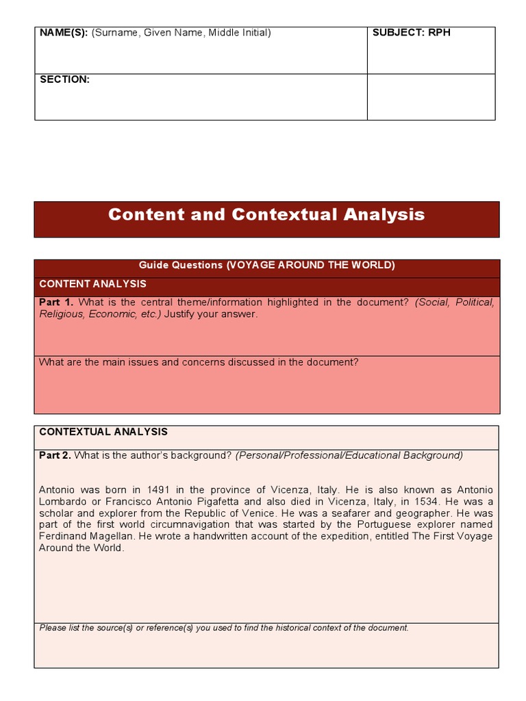 Content and Contextual Analysis (Matrix) | PDF