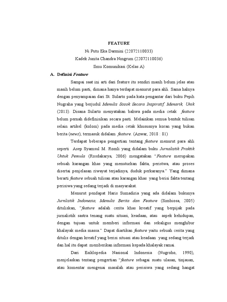 Ciri dan Struktur Penulisan Feature | PDF