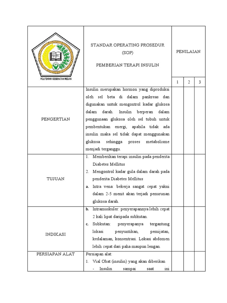 SOP Terapi Insulin | PDF