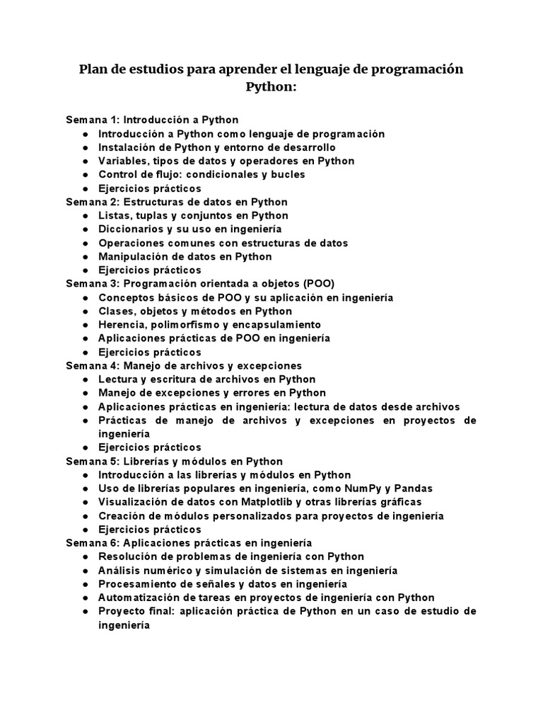 Plan de Estudios de Python | PDF | Python (lenguaje de programación ...