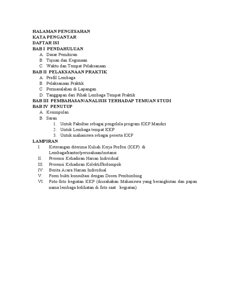 6. TEMPLATE ISI LAPORAN KKP | PDF