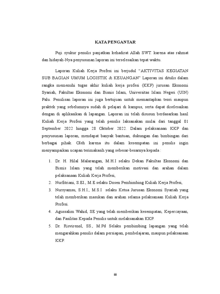 Aktivitas Sub Bagian Umum KPU Palu | PDF