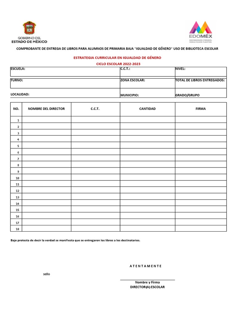 Formato de Entrega de Libros para Biblioteca Escolar | PDF