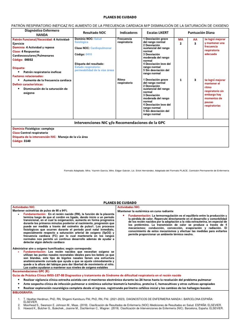 Place Pratrón Respiratorio Ineficaz | PDF | Sistema respiratorio ...