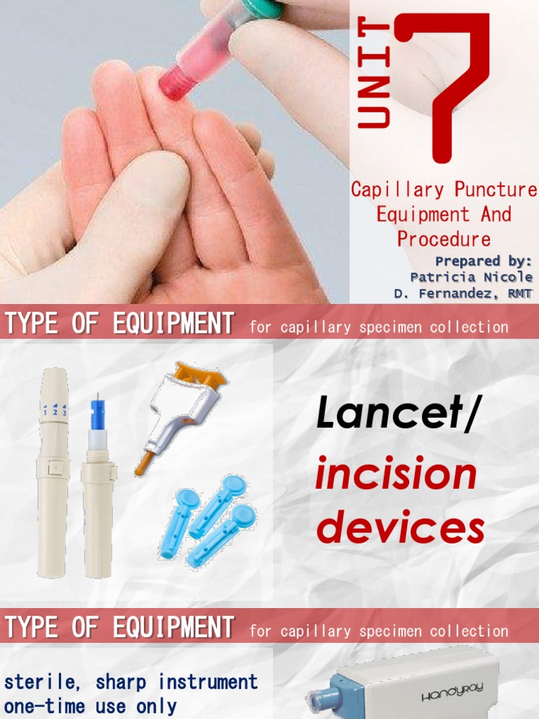 PMLS 2 Unit 7 Capillary Puncture Equipment Procedure | PDF