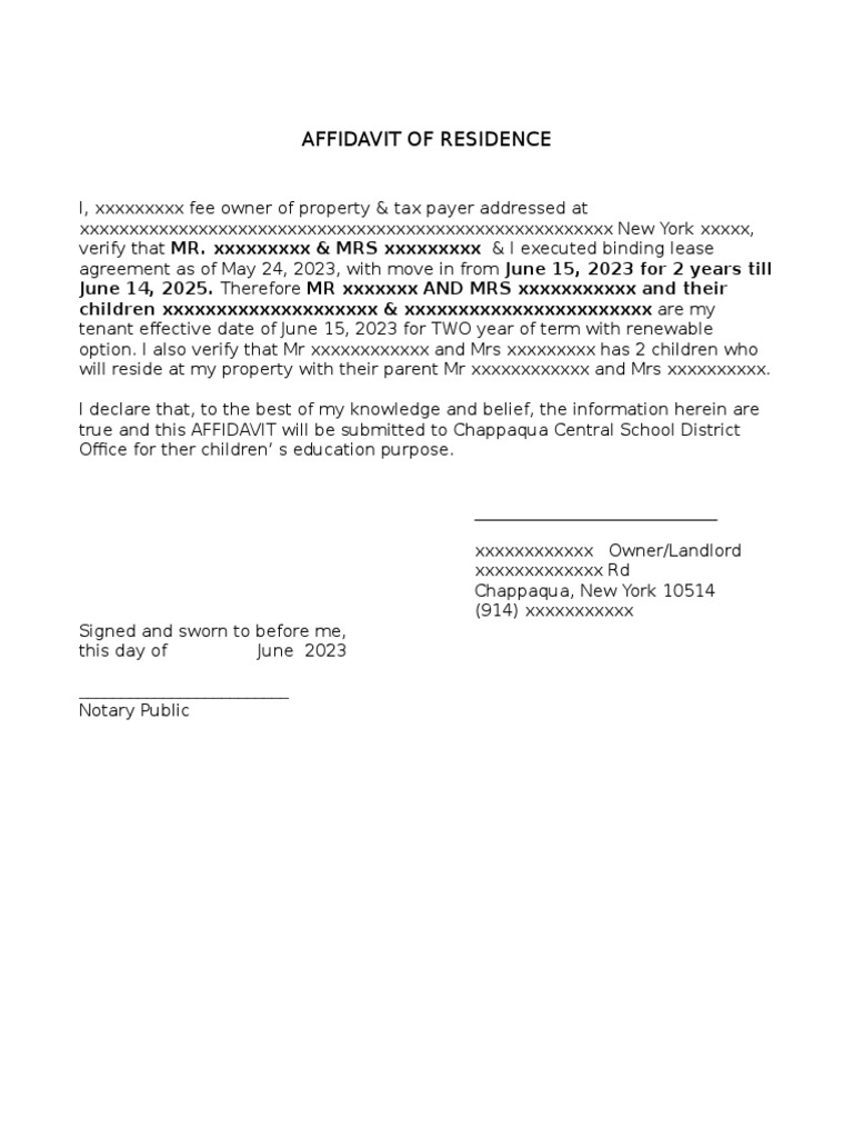 Affidavit of Residence Template | PDF