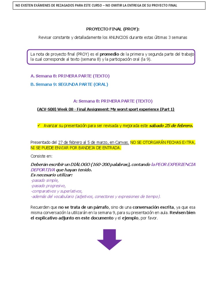 English III - PROYECTO FINAL - EXPLICATIVO Y EJEMPLOS | PDF