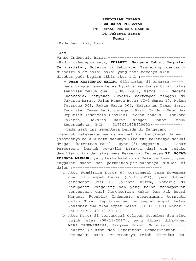 Konsep.2023.Cabang Pt. Royal Persada Makmur | PDF