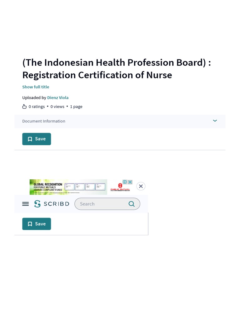(The Indonesian Health Profession Board) - Registration Certification of Nurse | PDF | PDF ...