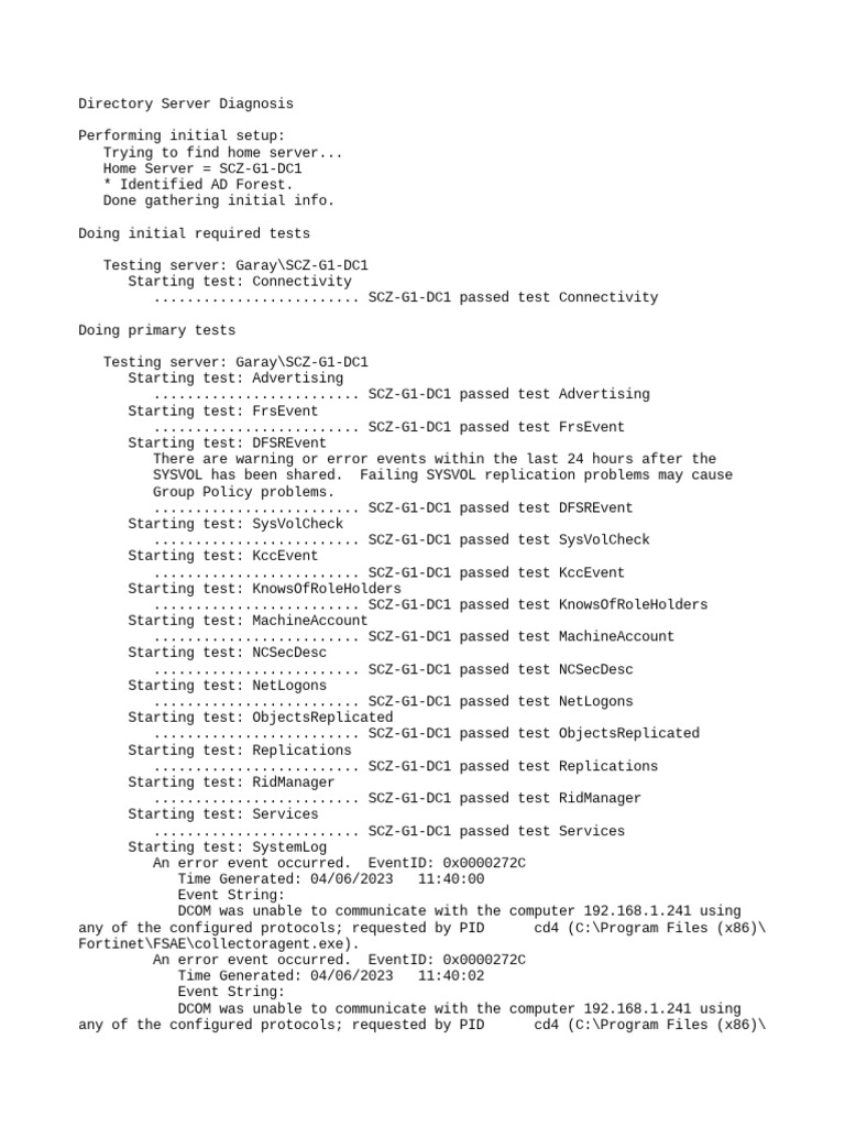 Dcdiag | PDF | Transport Layer Security | Internet