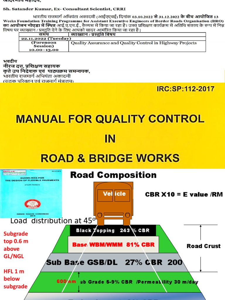 22nd November IRCSP 112 QC QA of Highways | PDF
