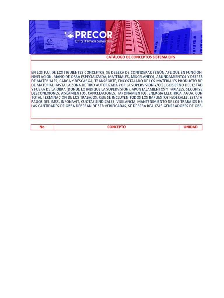 Concepto Eifs Precor | PDF | Sector secundario de la economía | Ingeniería de Edificación