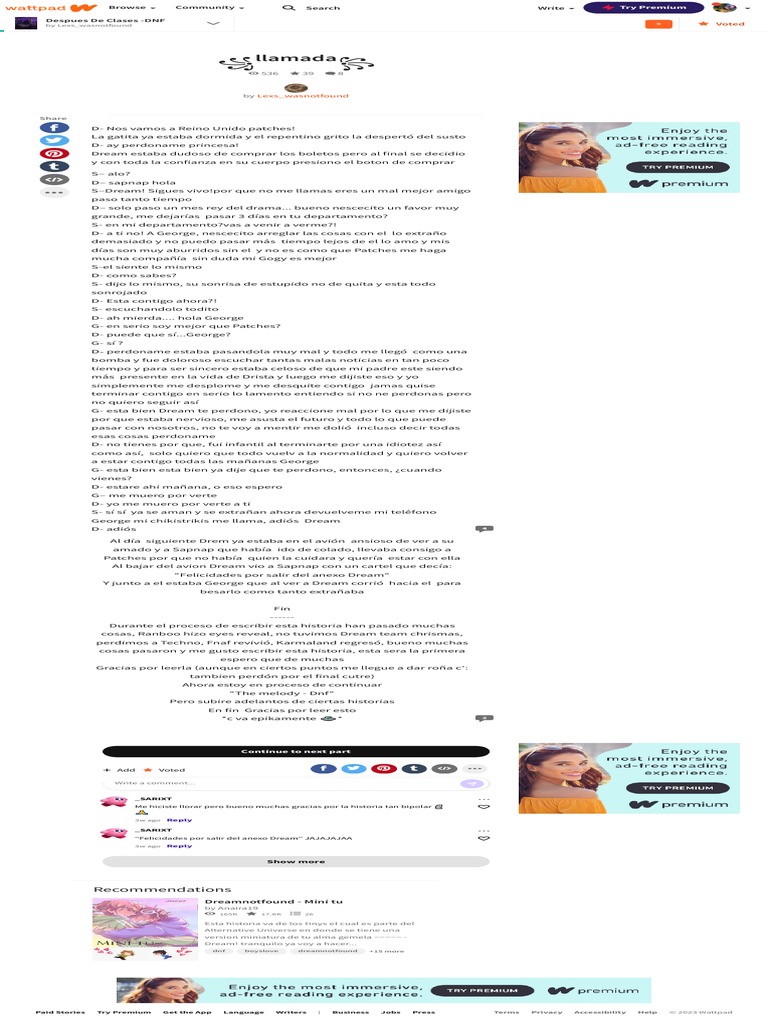 Despues de Clases - DNF - Llamada - Wattpad | PDF