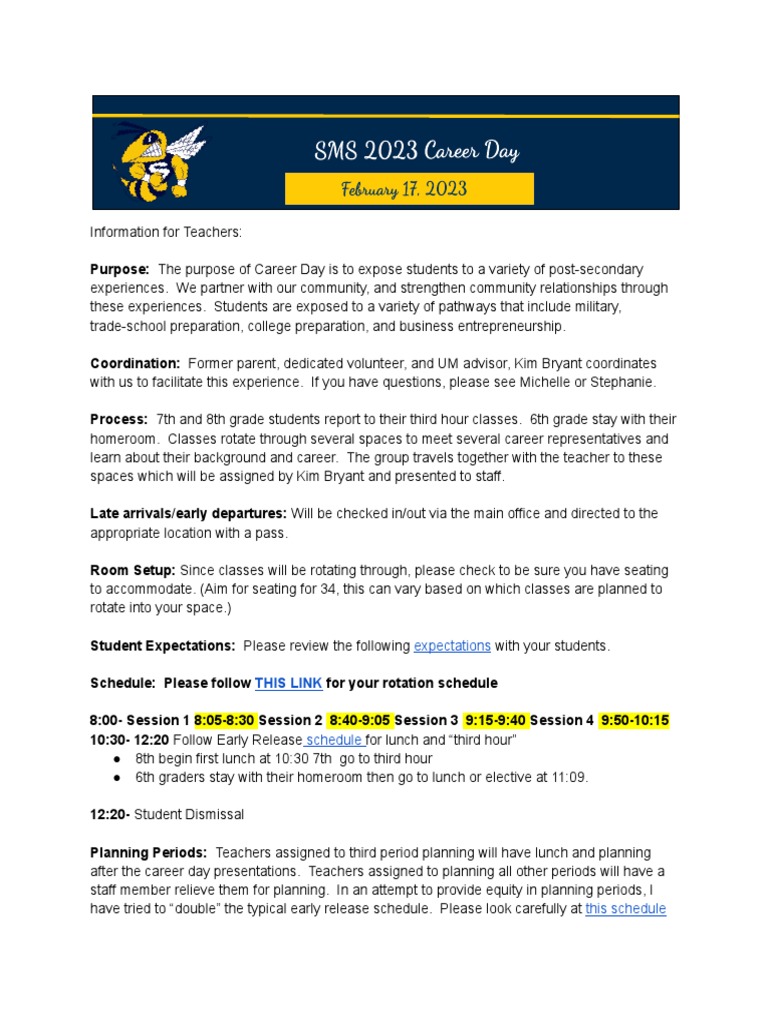 Career Day Planning for Teachers | PDF | Teachers | Communication
