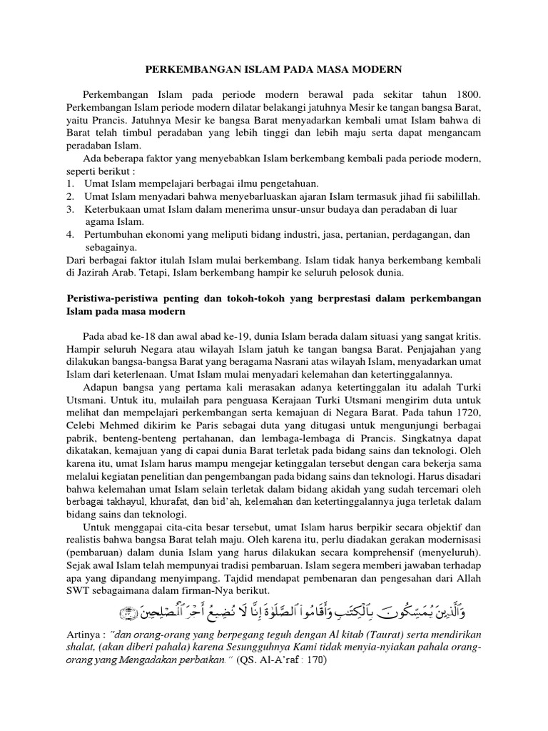 Perkembangan Islam Pada Masa Modern | PDF