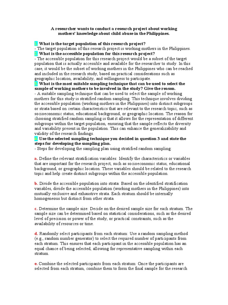 A Researcher Wants To Conduct A Research Project A | Download Free PDF | Sampling (Statistics ...