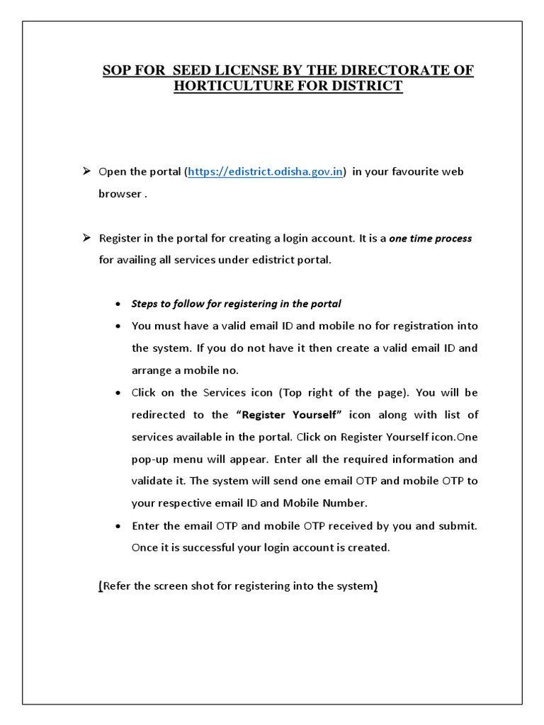 Seed License Application Process in Odisha | PDF | Online And Offline ...