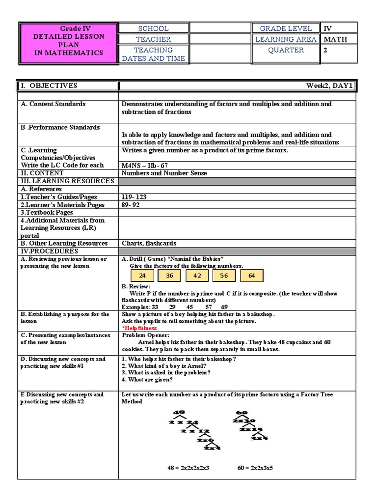 DLP Math IV q2 WK 2 | PDF | Learning | Teachers