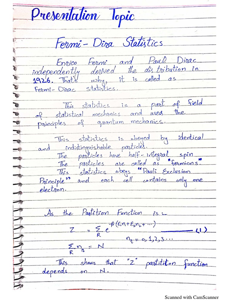 Fermi Dirac Statistics | PDF