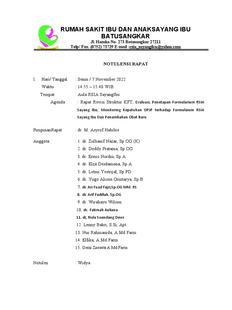 Pkpo 2.4 NOTULENSI RAPAT REVISI FORMULARIUM RS | PDF