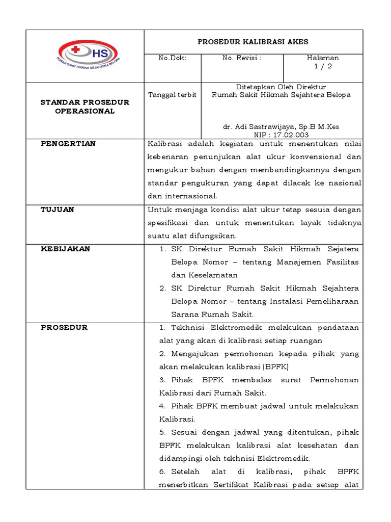 SPO KALIBRASI ALKES | PDF