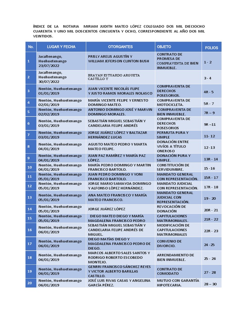INDICE de Protocolo | PDF