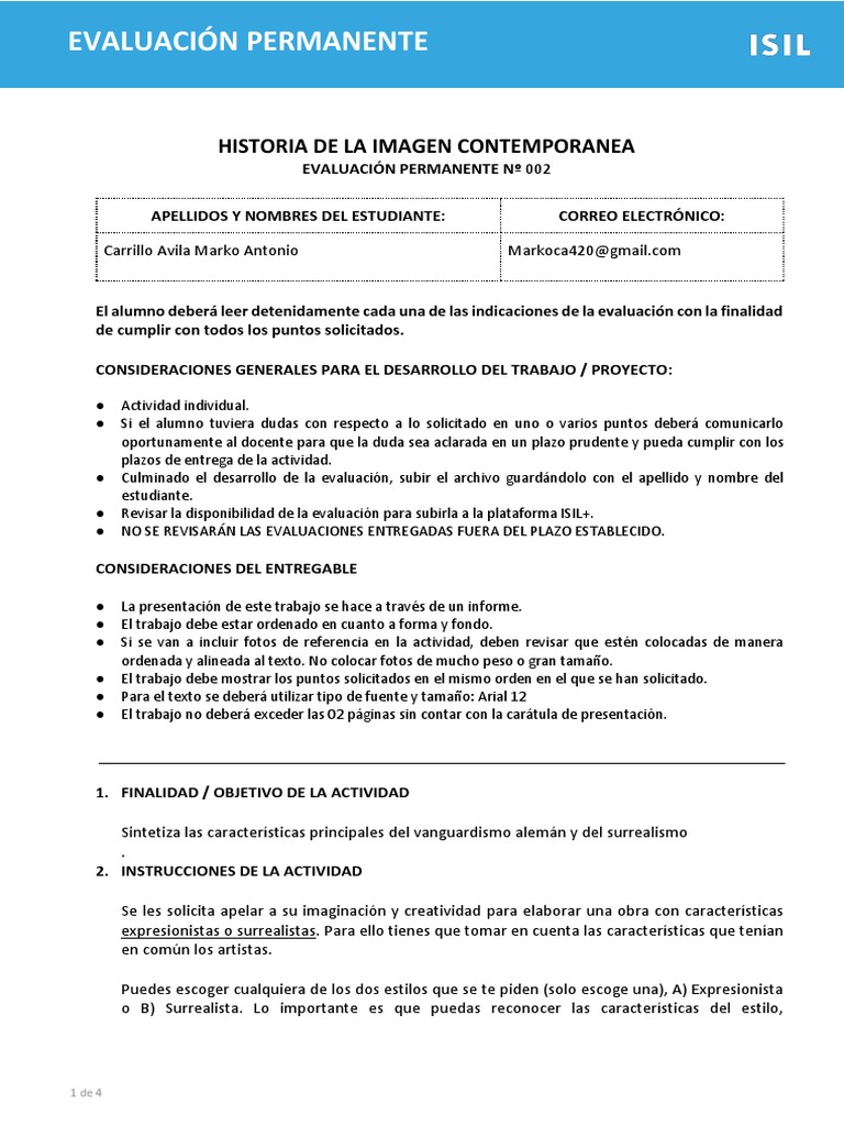 Evaluacion Permanente 2 - Historia | PDF | Arte