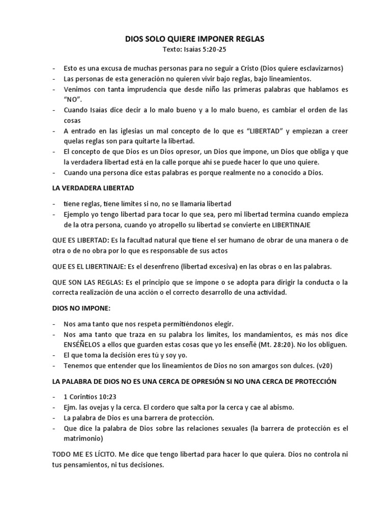 Dios Solo Quiere Imponer Reglas | PDF