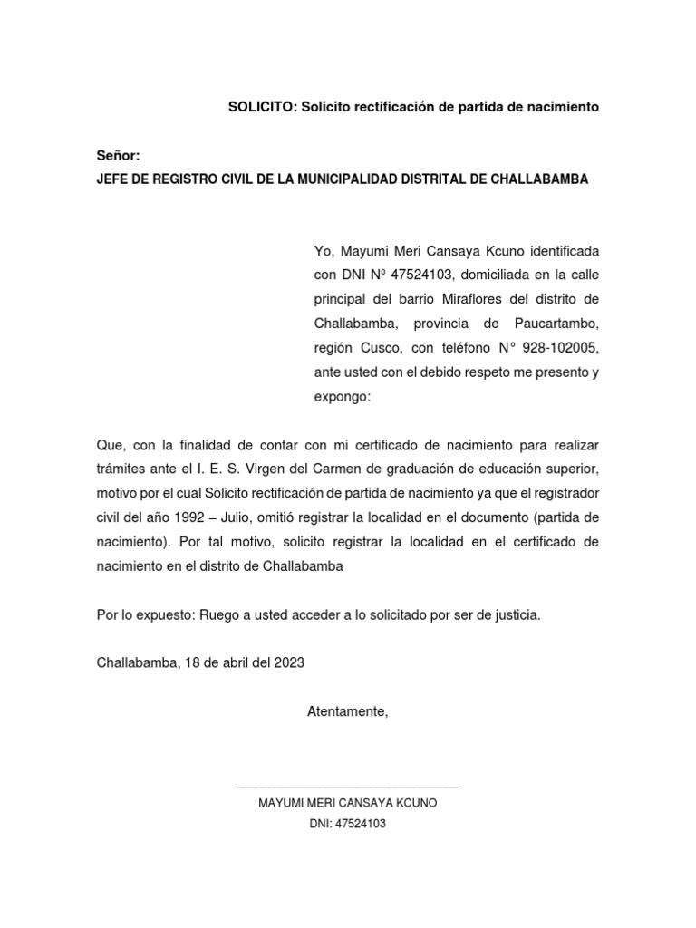 Modelo de Solicitud General | PDF