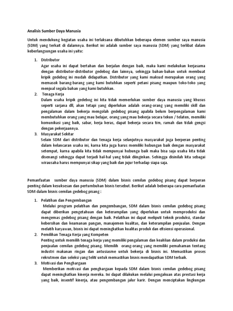 Analisis Sumber Daya Manusia | PDF