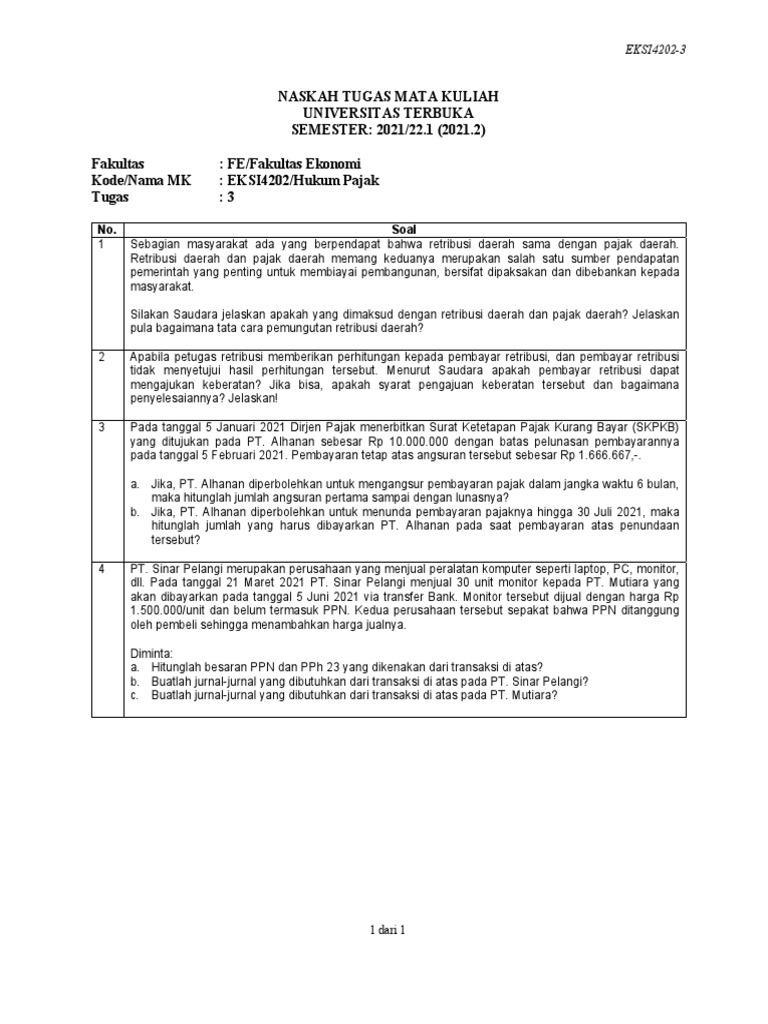 Soal Eksi4202 tmk3 3 | PDF