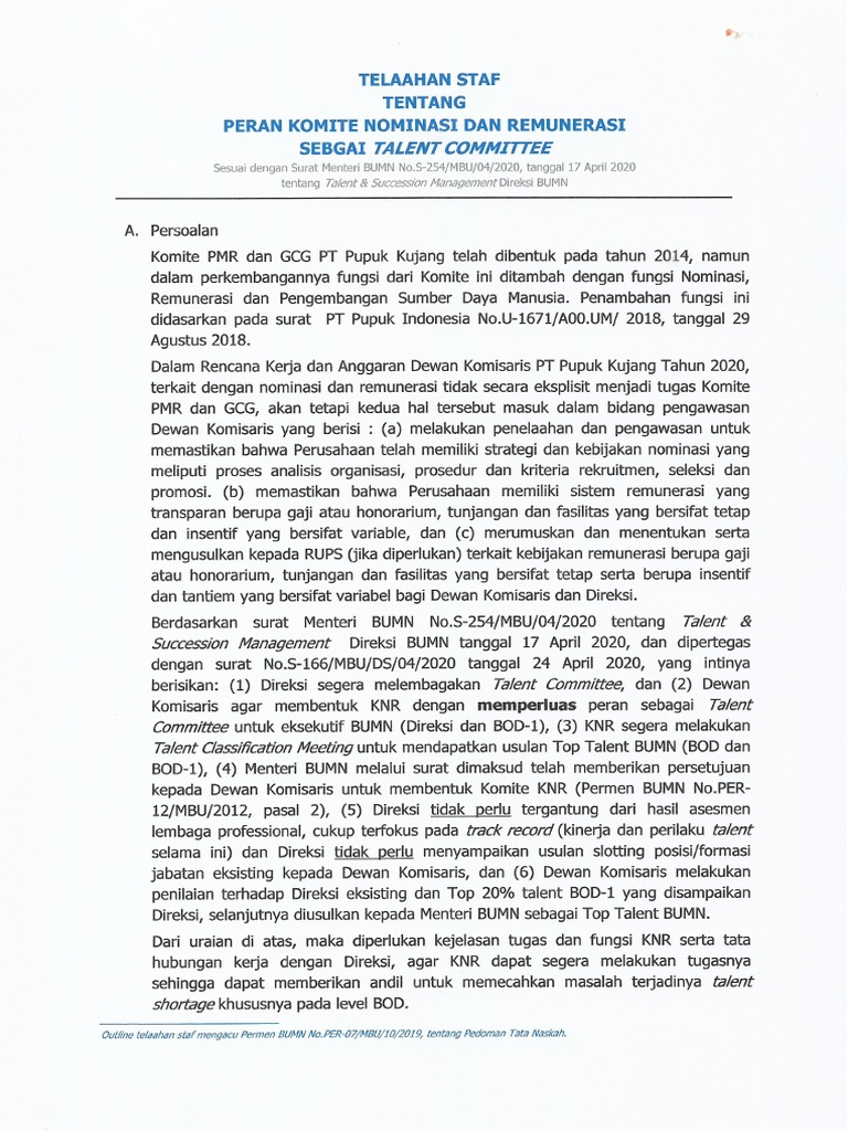 Telaahan Staf KNR Final | PDF