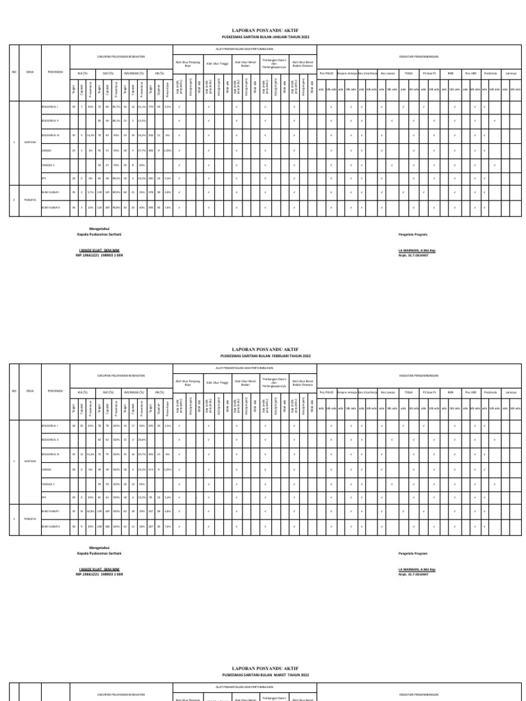 Format Baru Posyandu Aktif Maret | PDF