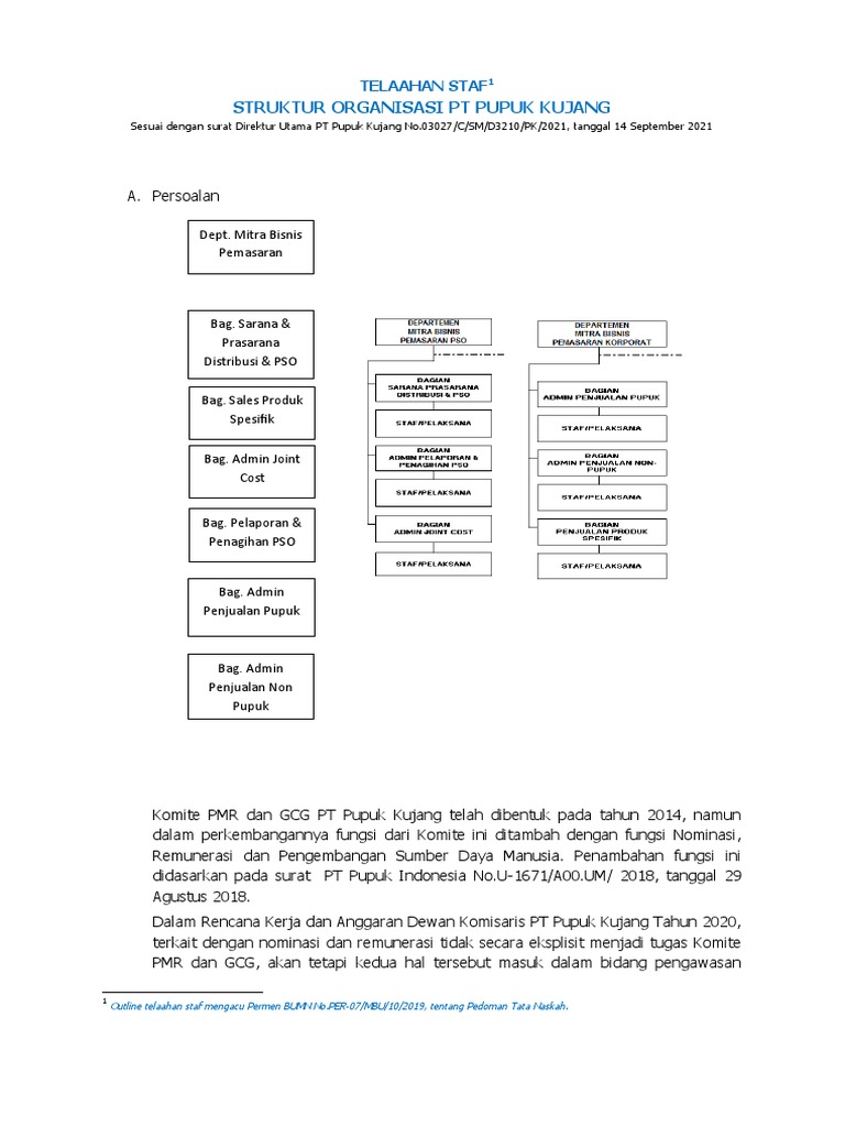 Struktur Organisasi PT Pupuk Kujang | PDF | Karier & Perkembangan