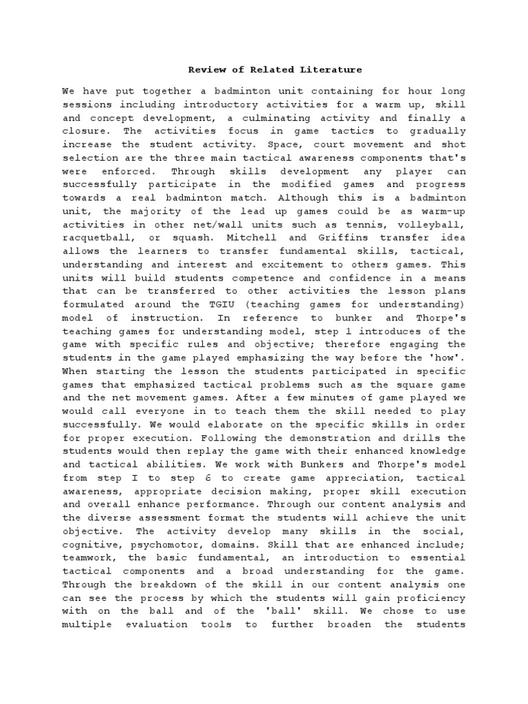 Review of Related Literature | Download Free PDF | Skill | Lesson Plan