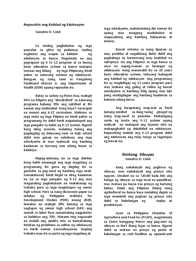 Editorial Writing Outputs | PDF