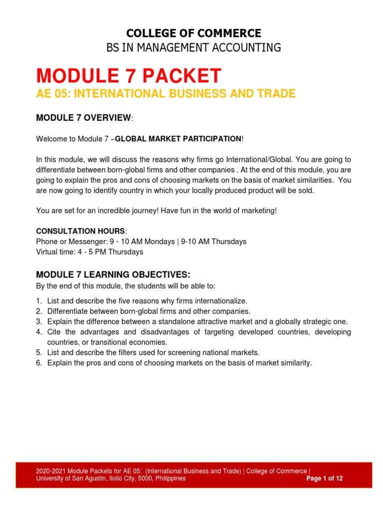 Global Market Strategies Module | PDF | Developing Country | Human ...