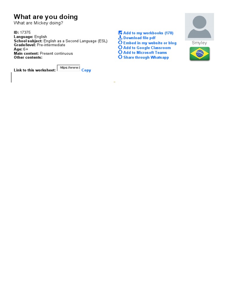 What Are You Doing Liveworksheet | PDF | English As A Second Or Foreign ...