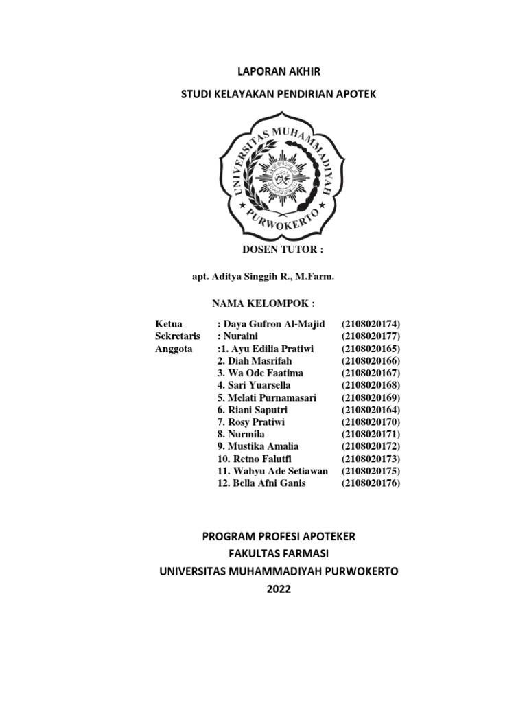Laporan Akhir Tutorial 1 Pengelolaan - Studi Kelayanan Pendirian Apotek | PDF